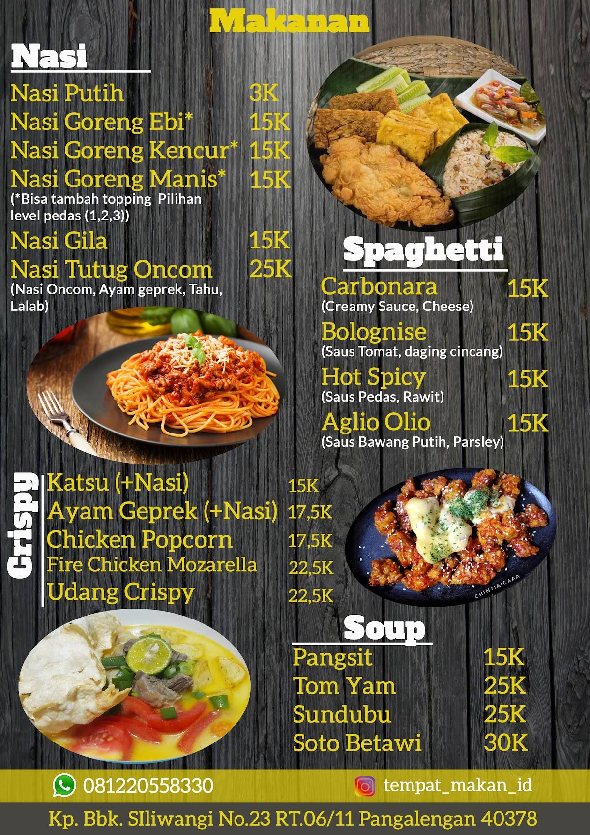 Menu at Tempat Makan, Sukamanah