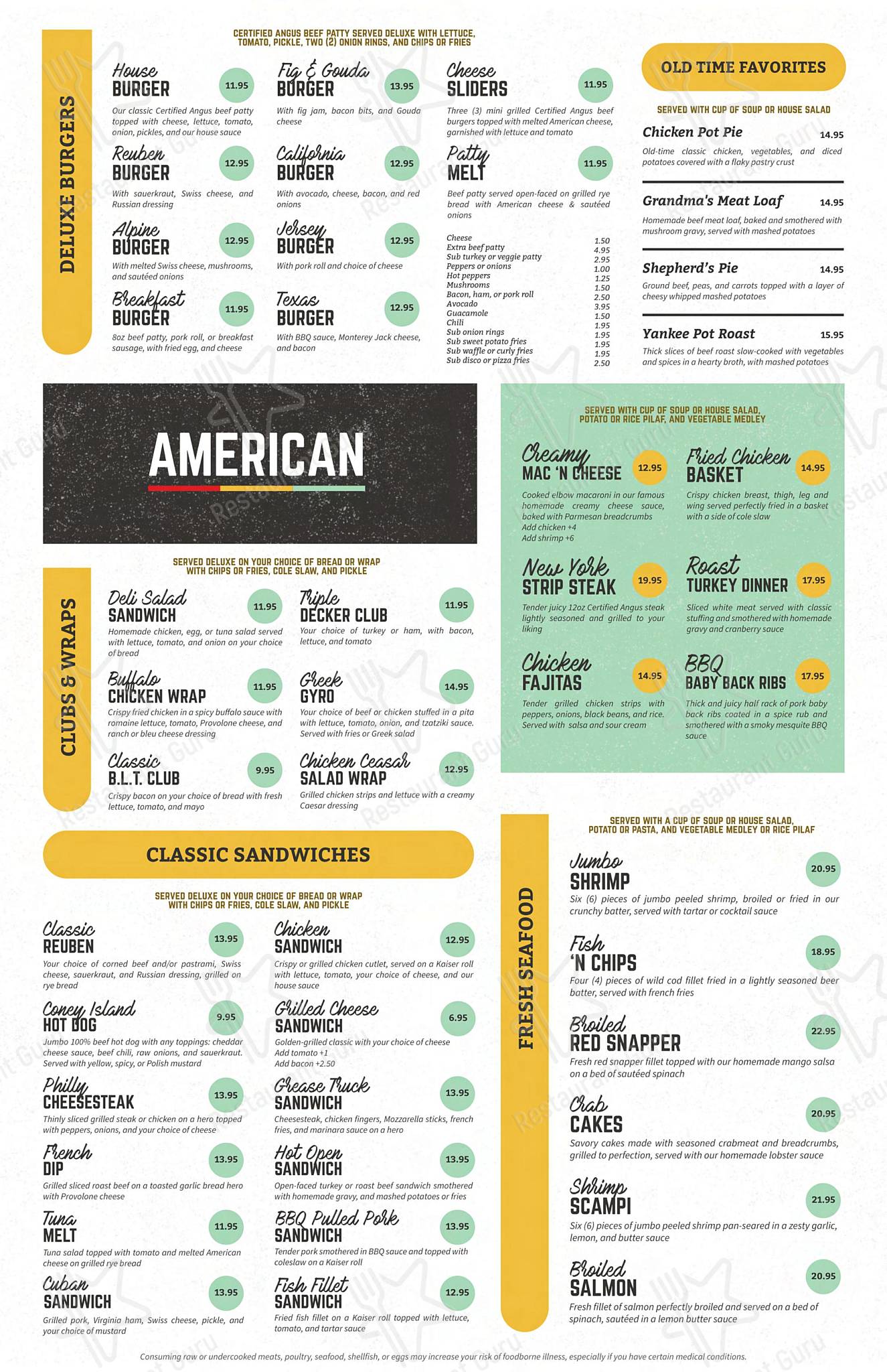 Menu at The Jersey Diner restaurant, Tequesta