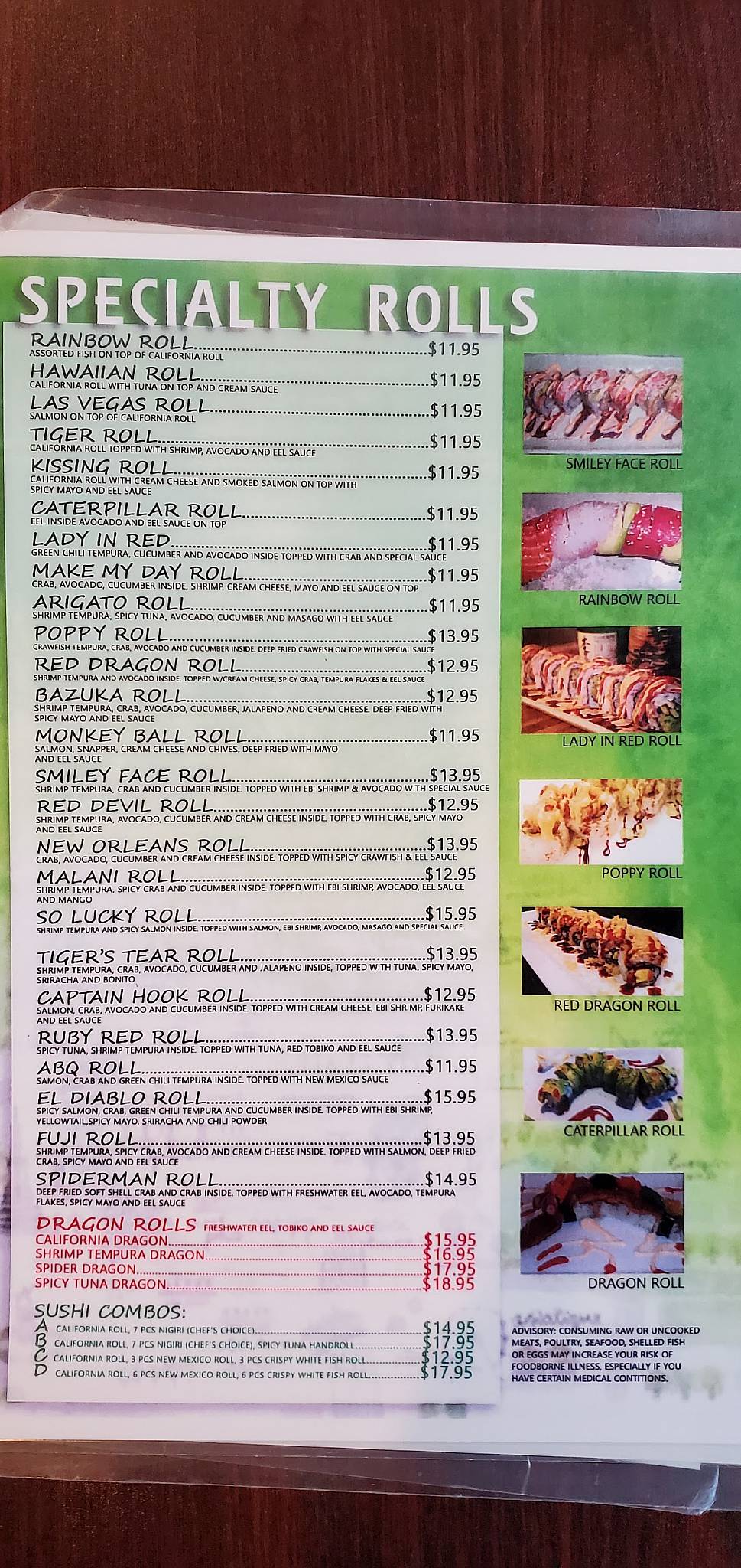 Menu at Thai City restaurant, Portales