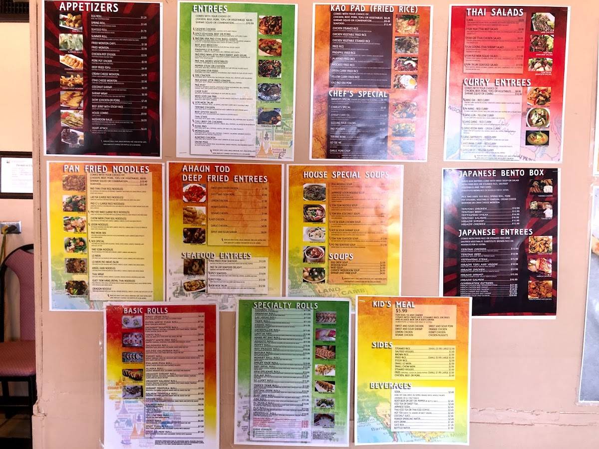 Menu at Thai City restaurant, Portales