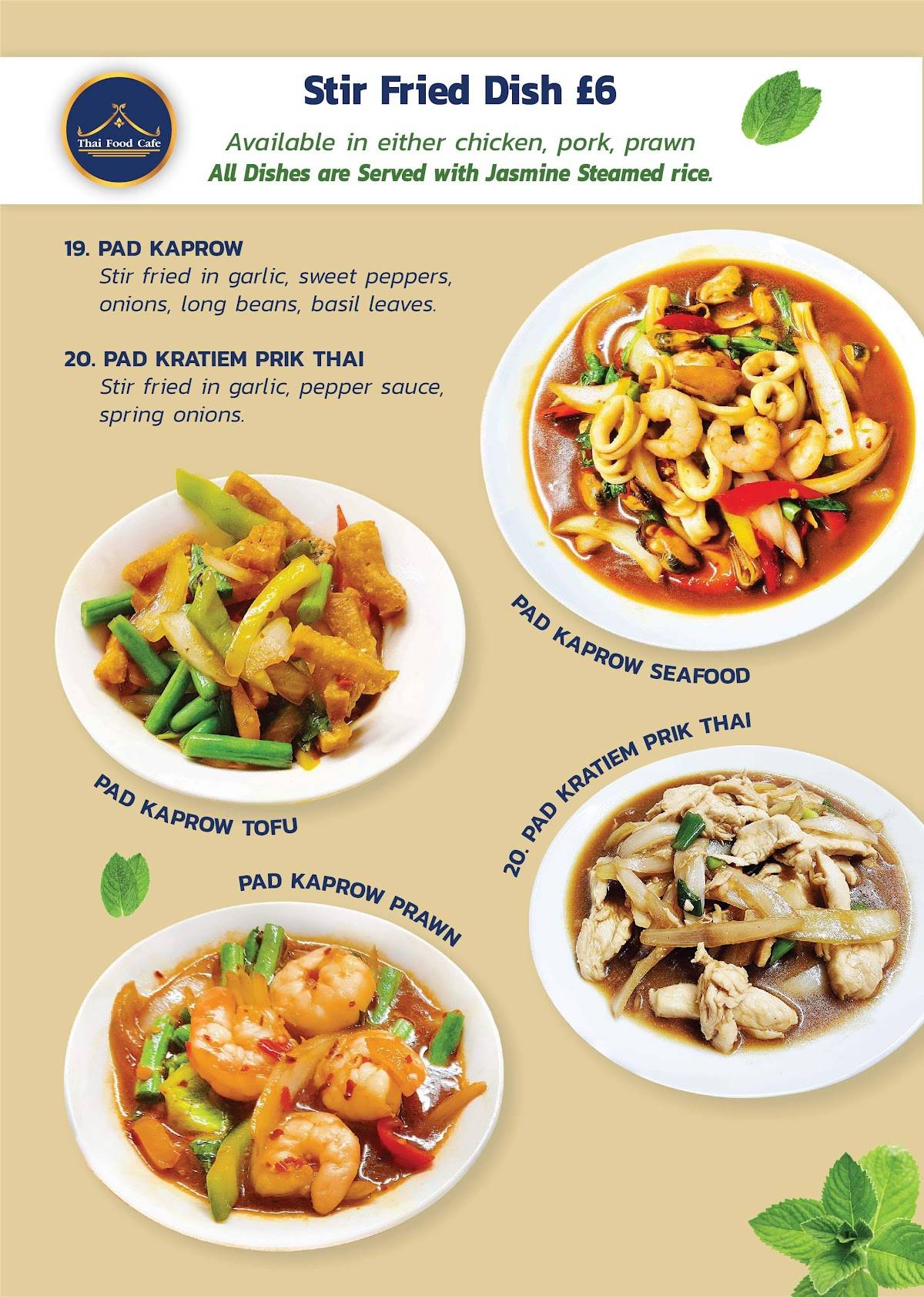 Menu at Thai food cafe, Neath, General Market