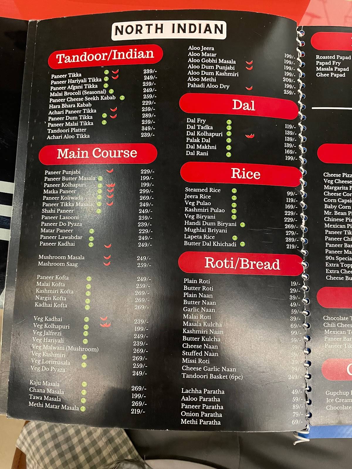 Menu at The 90s Café - Chapter 2, Bhilai