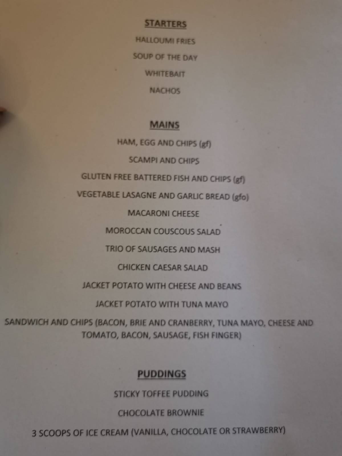 Menu at The Angel Inn pub & bar, Long Ashton