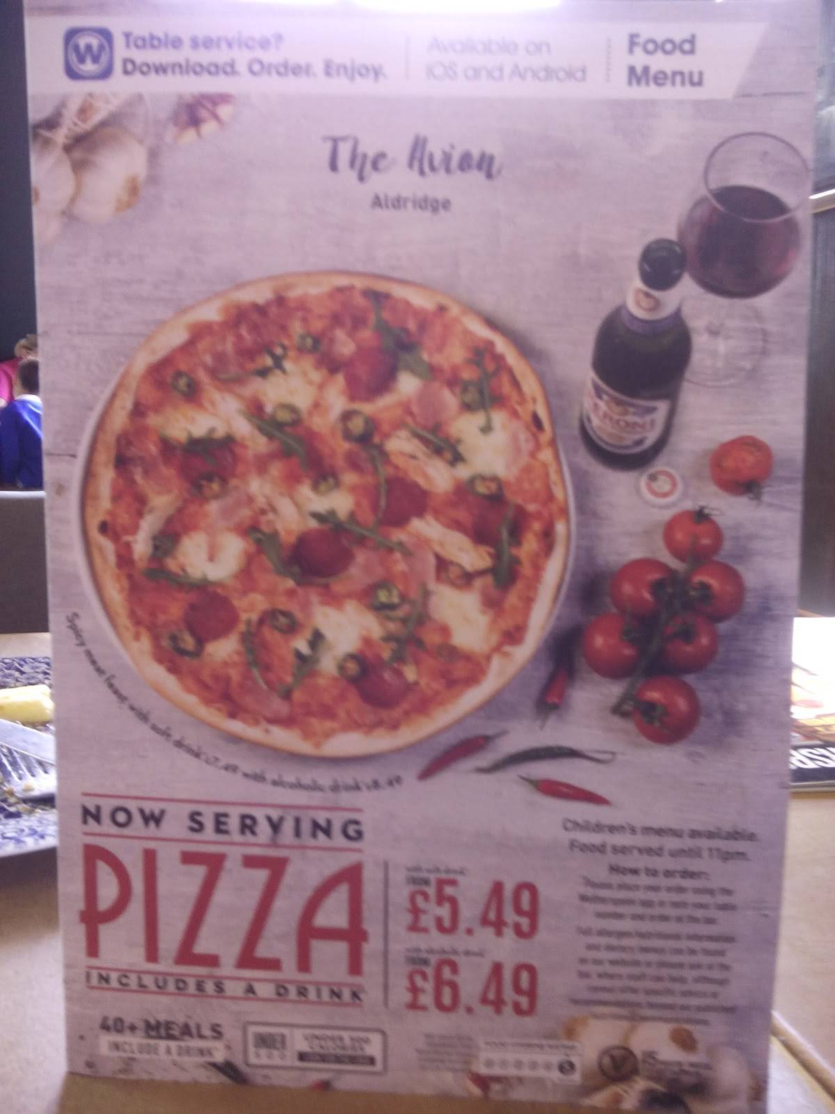 Menu at The Avion - JD Wetherspoon pub & bar, Walsall