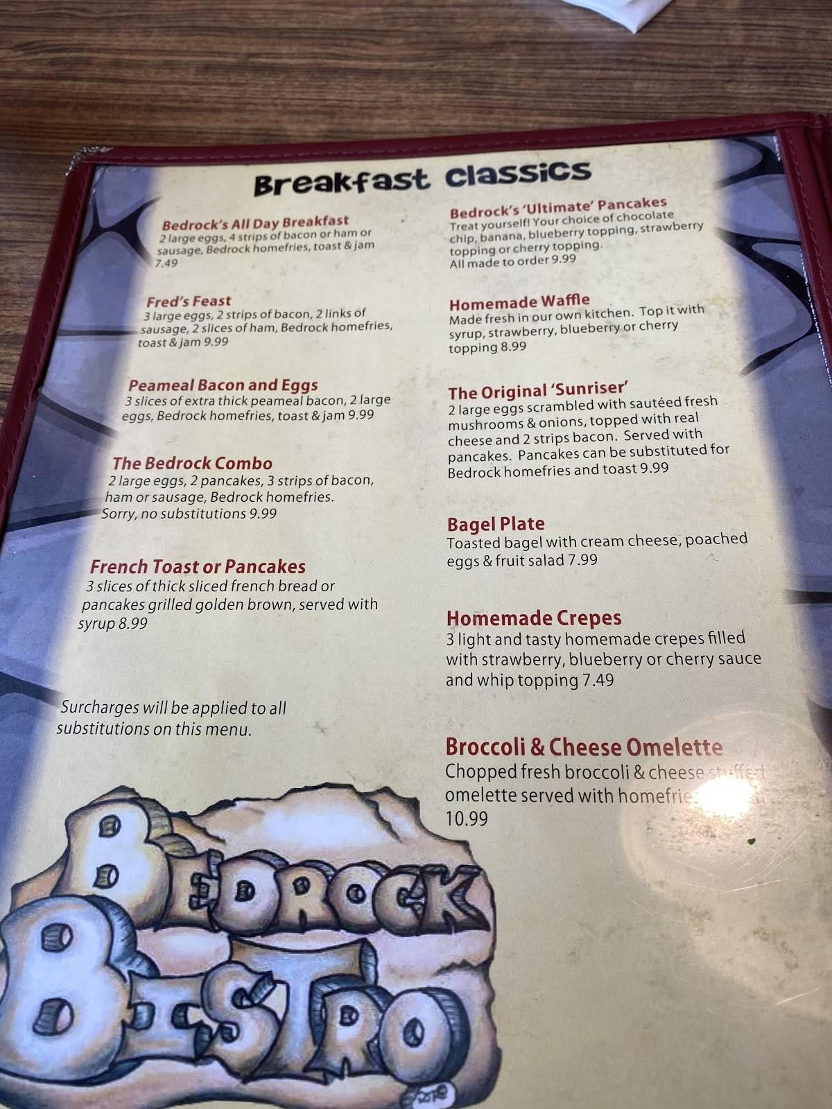 Menu at The Bedrock Bistro Inc restaurant, Hamilton