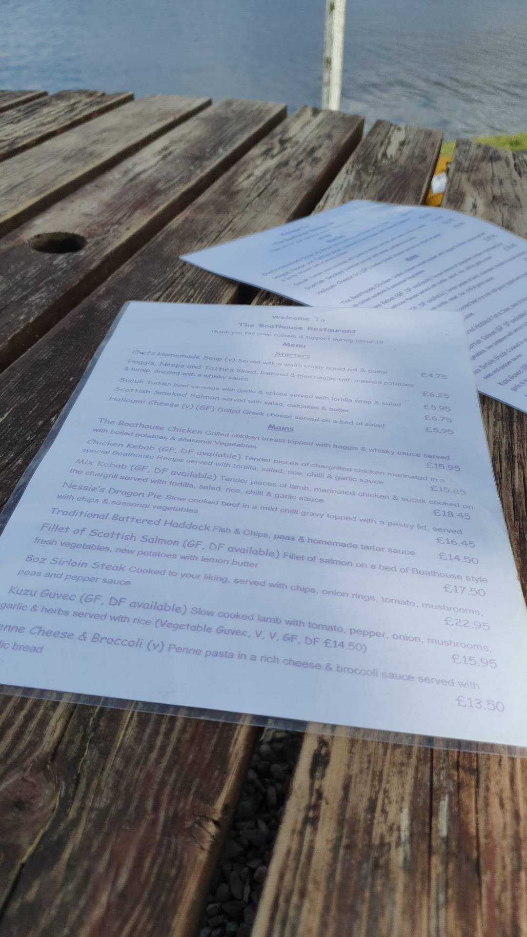 Menu at The Boathouse Restaurant, Fort Augustus