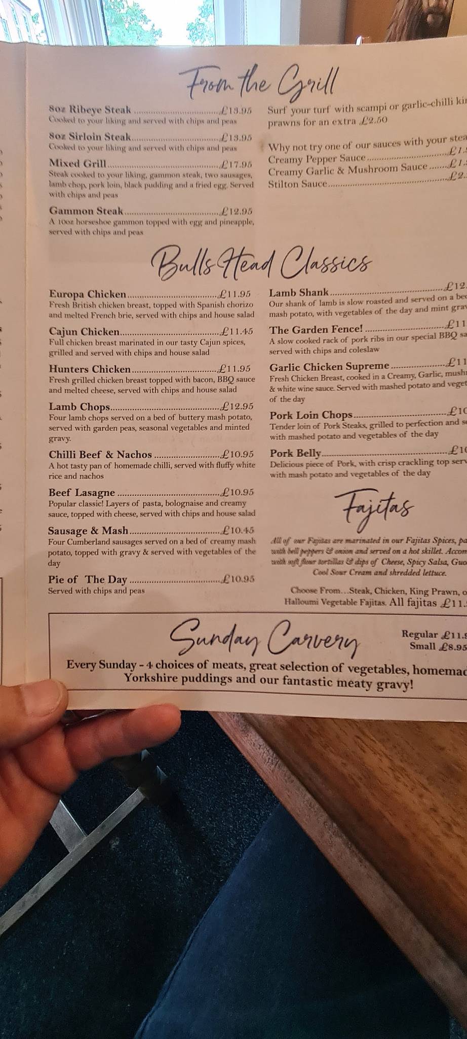 Menu at The Bulls Head pub & bar, Brinklow