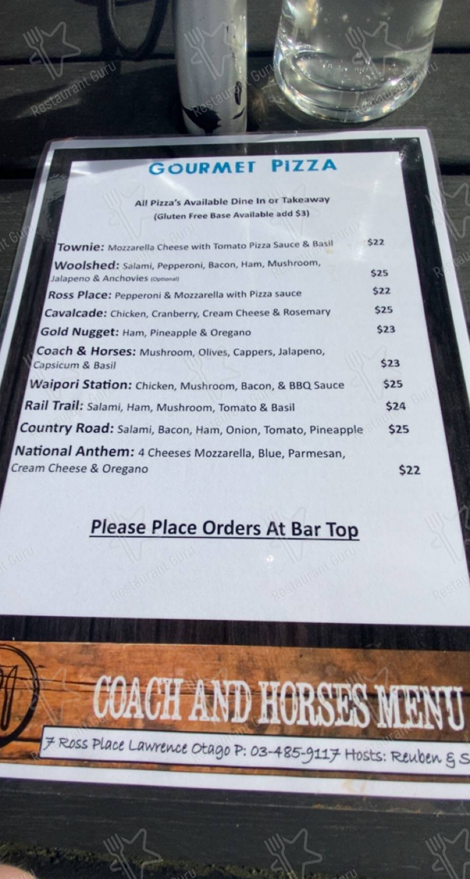 Menu at The Coach & Horses Inn pub & bar, Lawrence