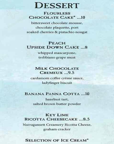 Menu at The Coast Guard House Restaurant, Narragansett