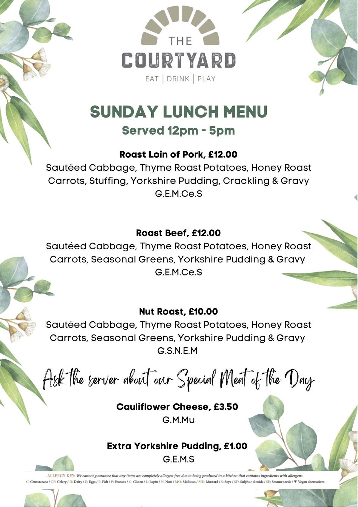 Menu at The Courtyard pub & bar, Retford