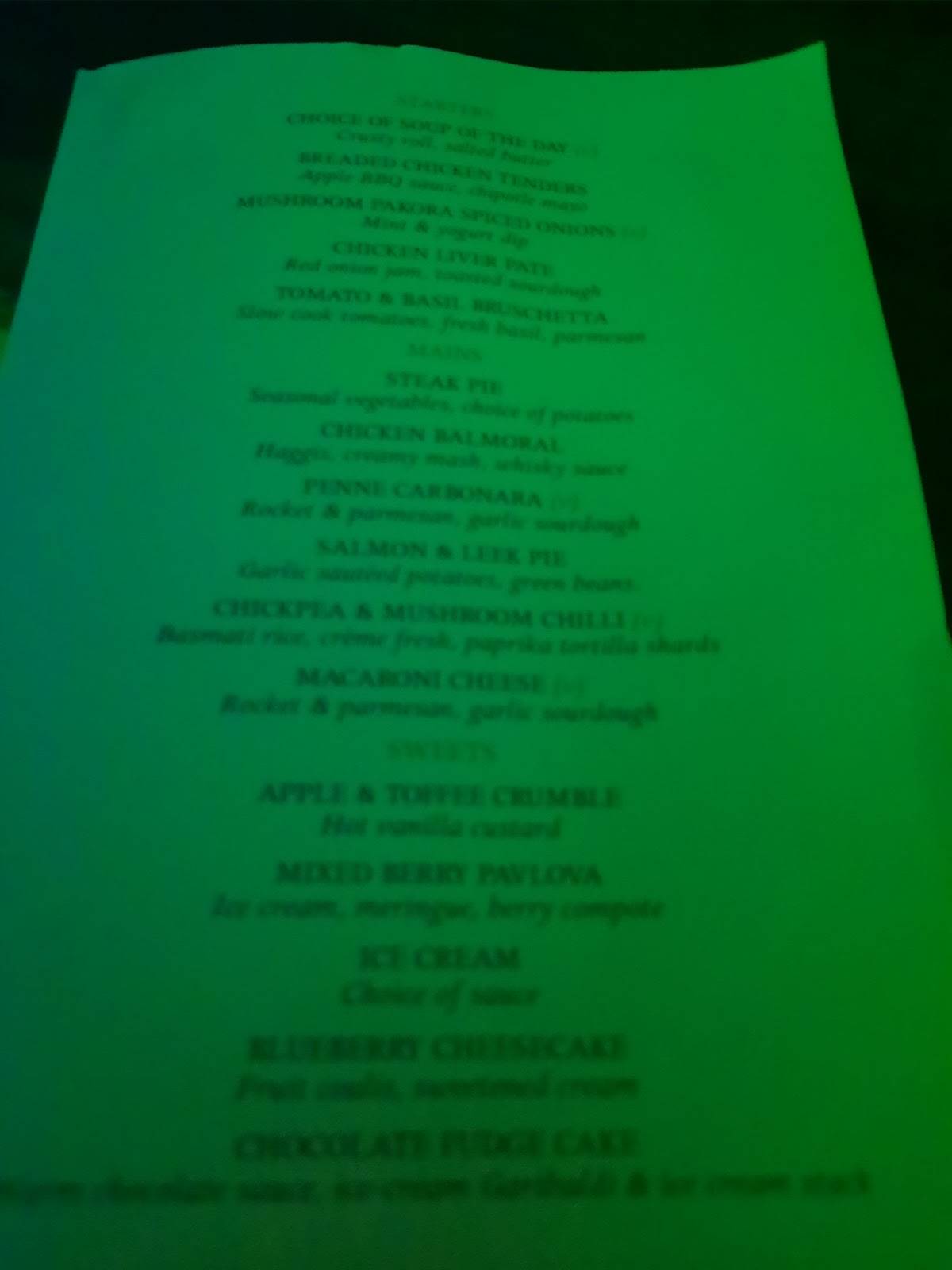 Menu at The Croft Bar & Restaurant, Glasgow