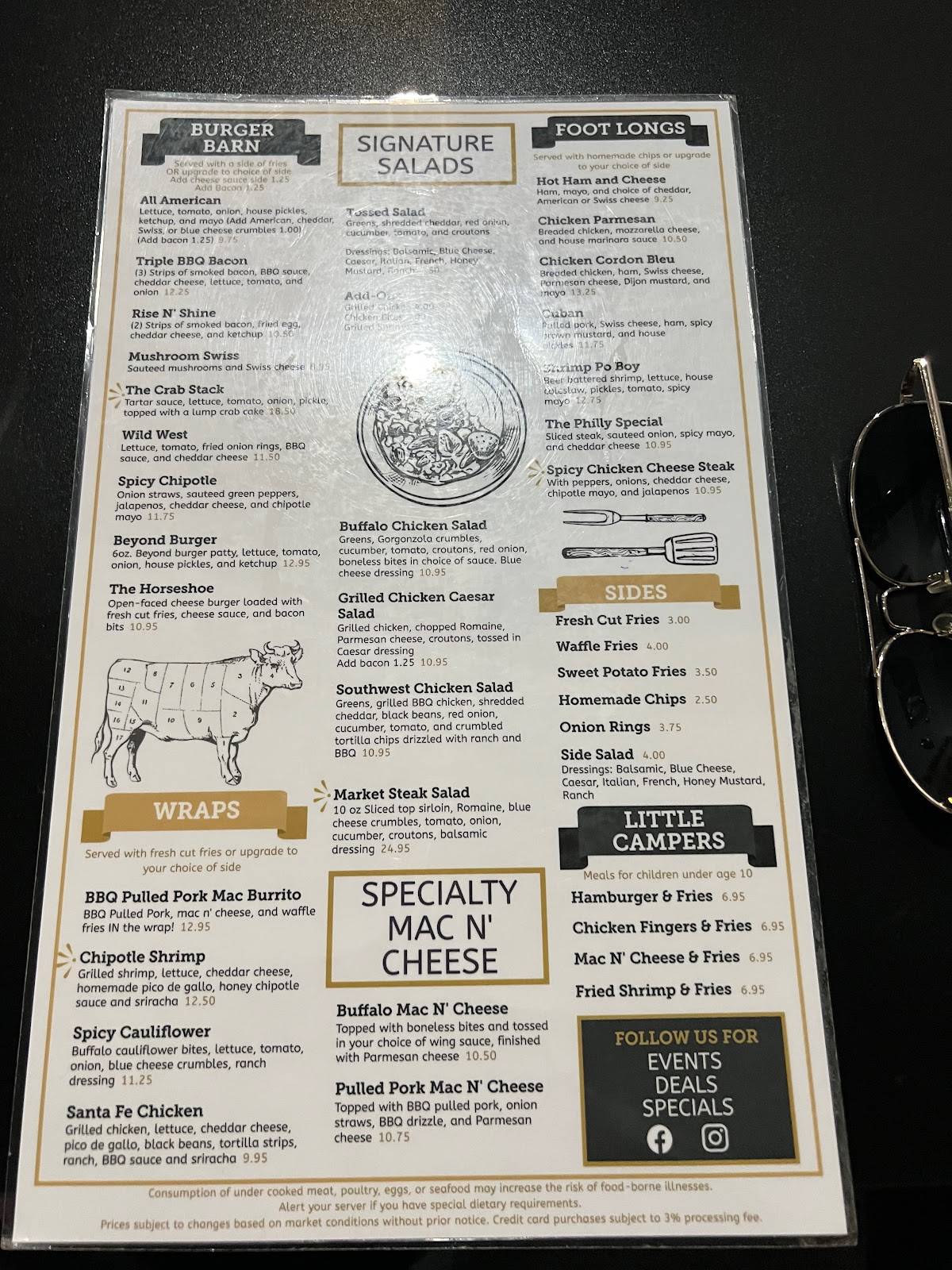 Menu at The Crooked Creek pub & bar, USA