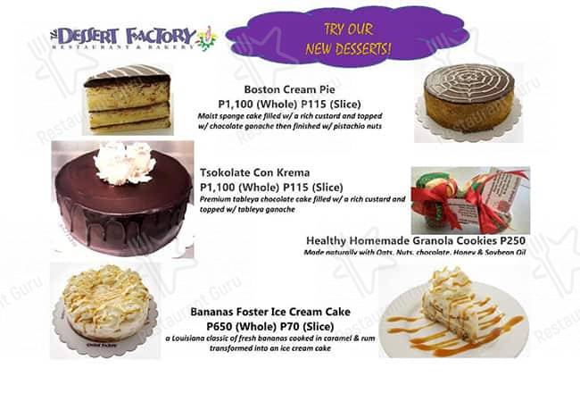 Menu at Dessert Factory - IL Corso restaurant, Cebu City, IL Corso Lifemall