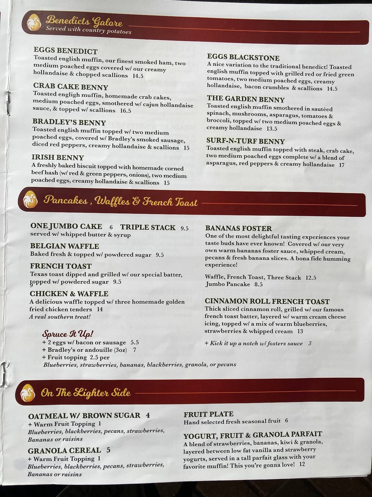 Menu at The Egg Cafe & Eatery, Tallahassee, 300 S Duval St