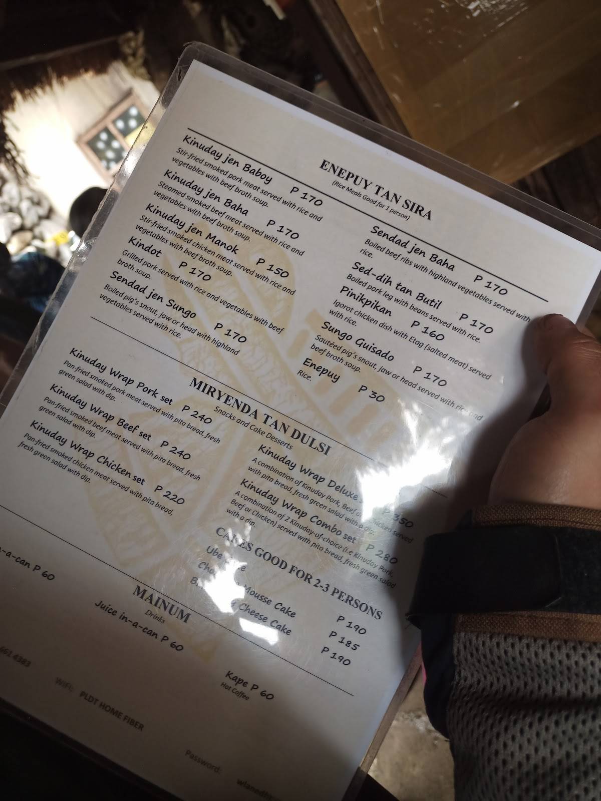 Menu at The Farmer's Daughter Restaurant, Baguio