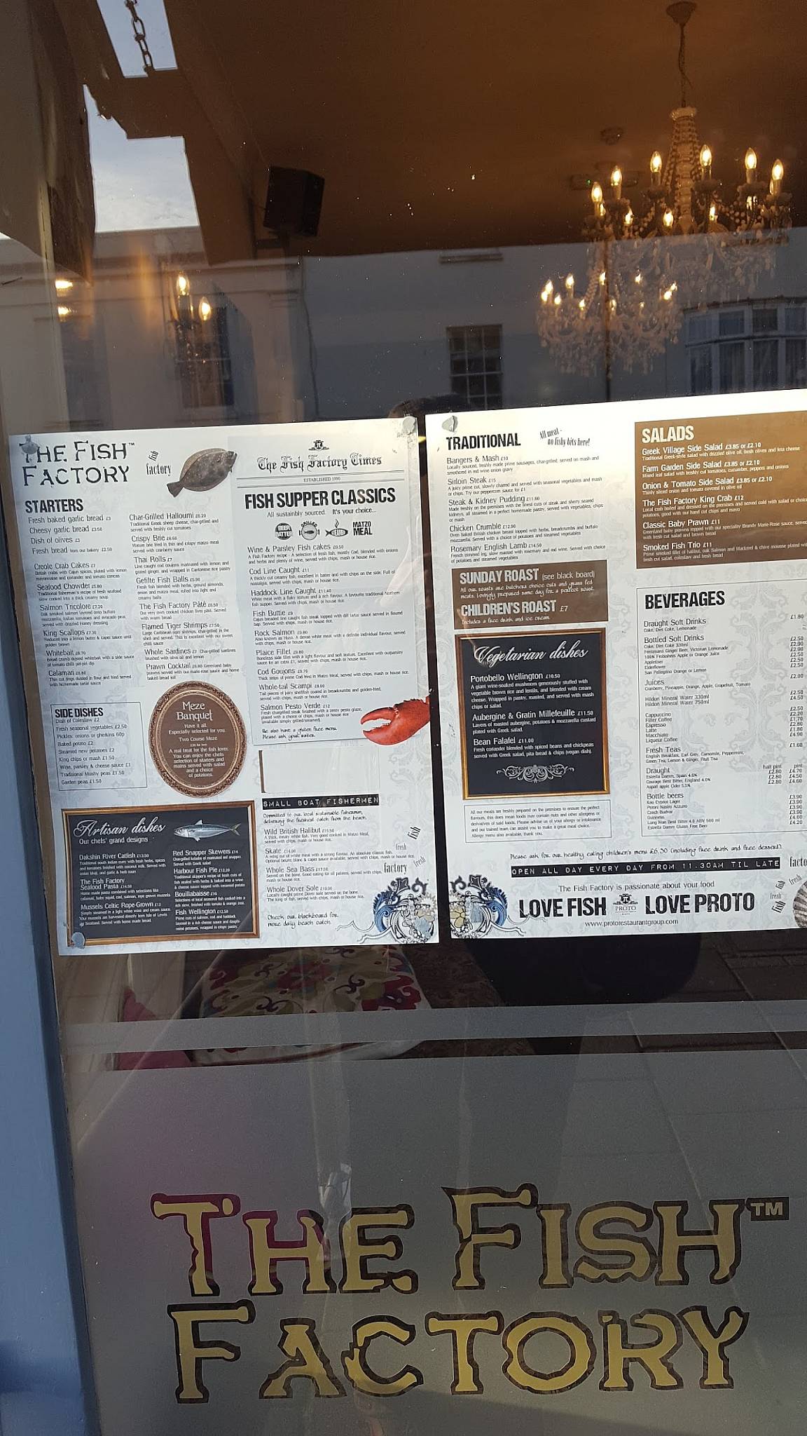 Menu at The Fish Factory restaurant, Worthing