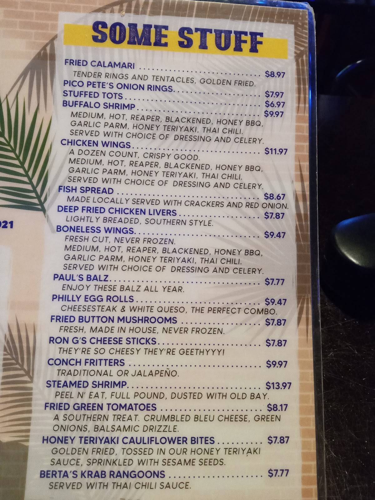 Menu at The Joint St. Pete pub & bar, Saint Petersburg