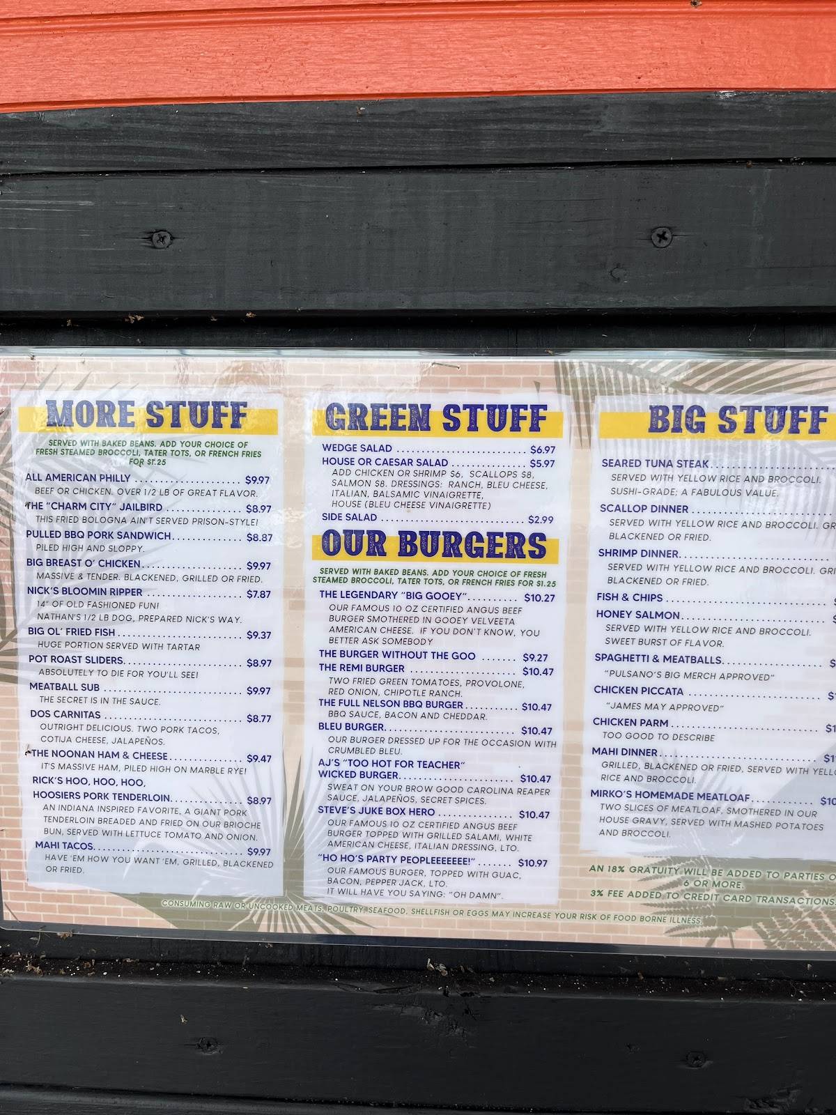 Menu at The Joint St. Pete pub & bar, Saint Petersburg
