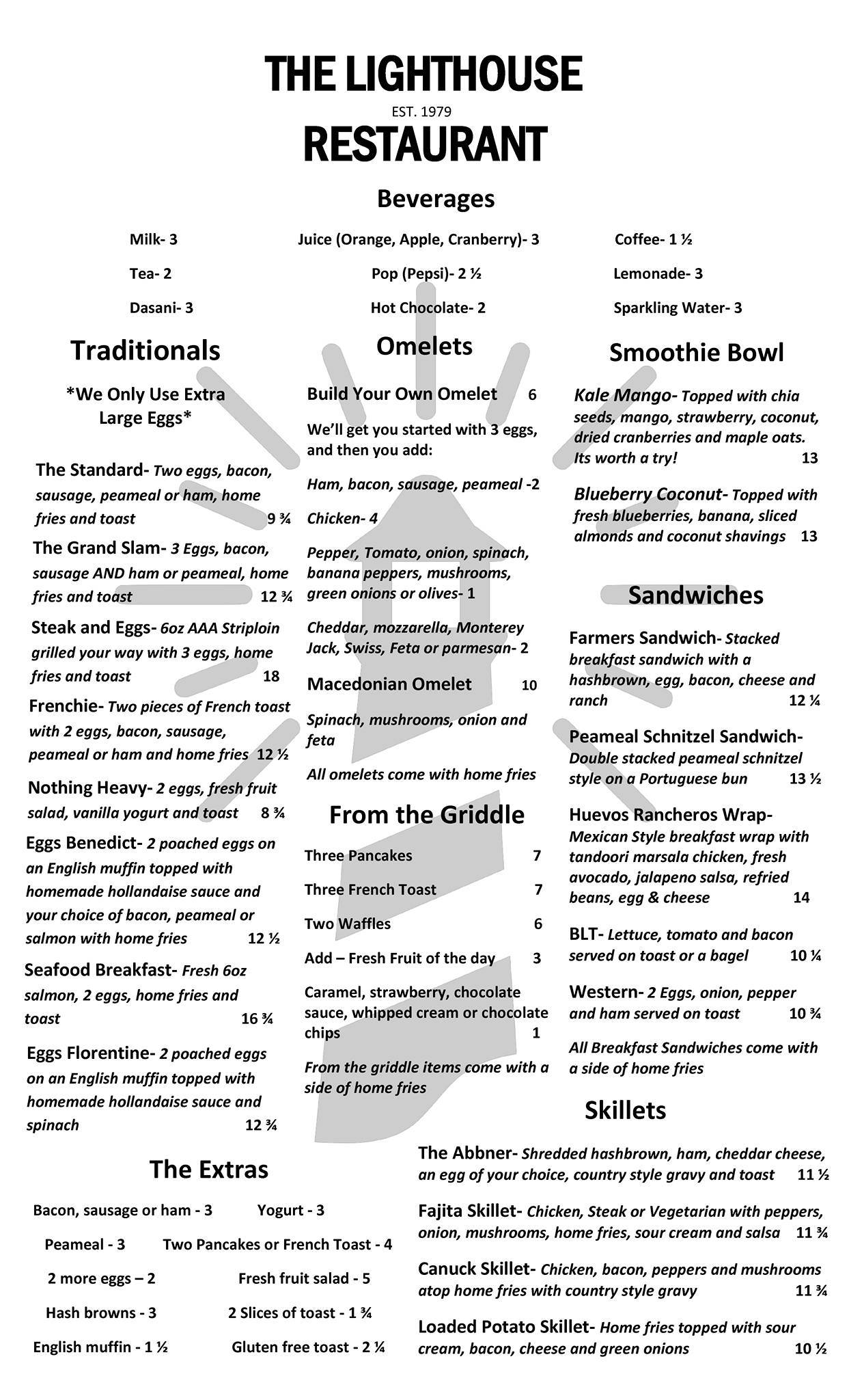 Menu at The Lighthouse Restaurant, Southampton, 199 High St