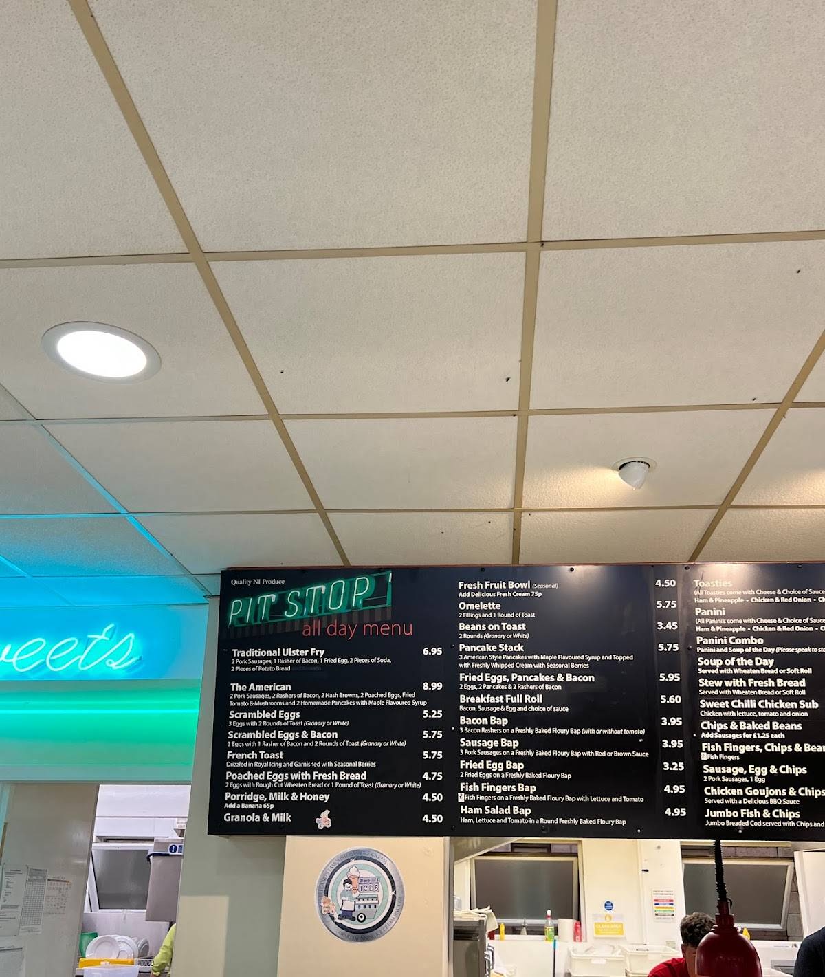 Menu at The Pit Stop Cafe, Bangor