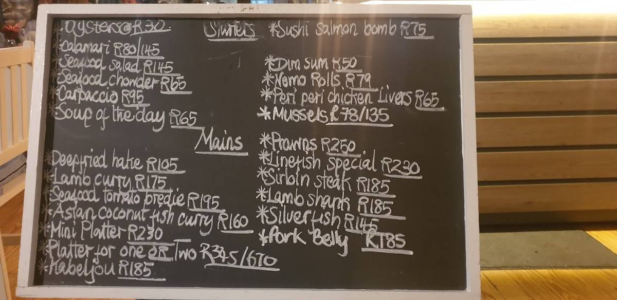 Menu at The Rock Restaurant, New Harbour Hermanus, Hermanus, New Harbour