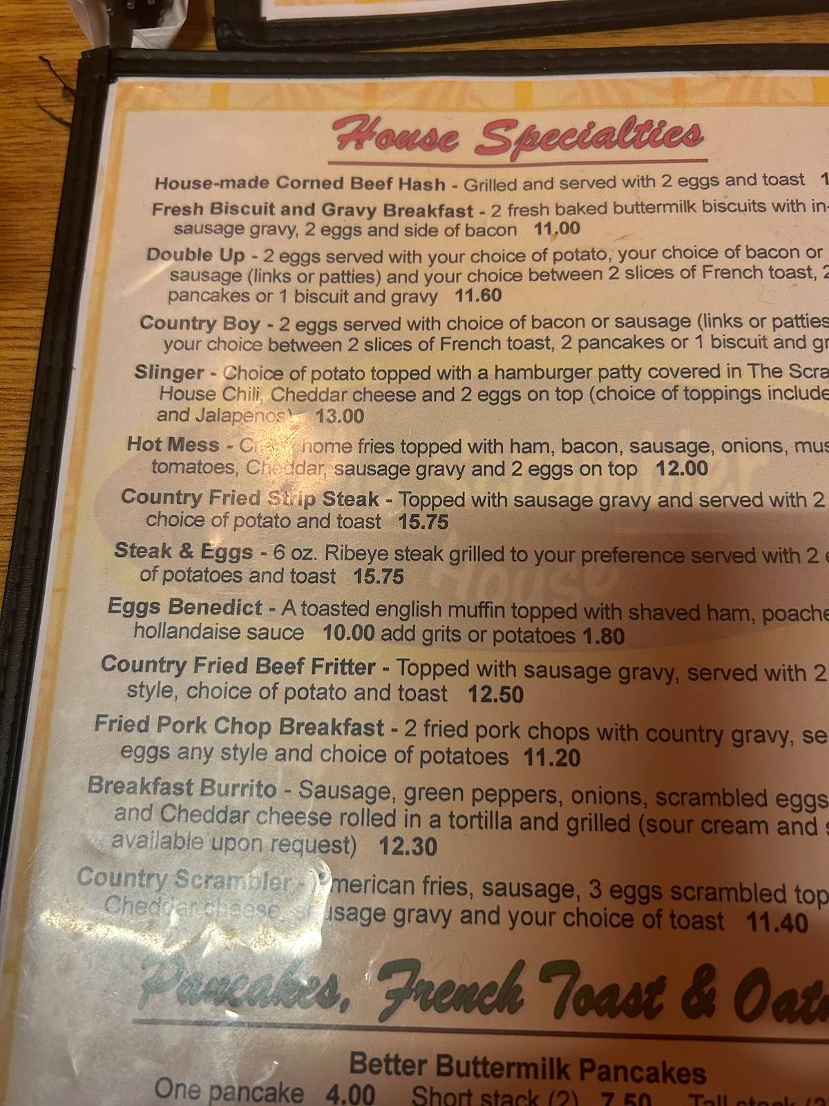 Menu at The Scrambler House restaurant, O'Fallon, Sunburst Dr