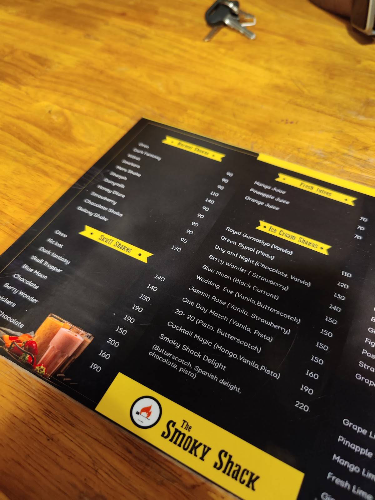 Menu at The Smoky Shack, Chengannur