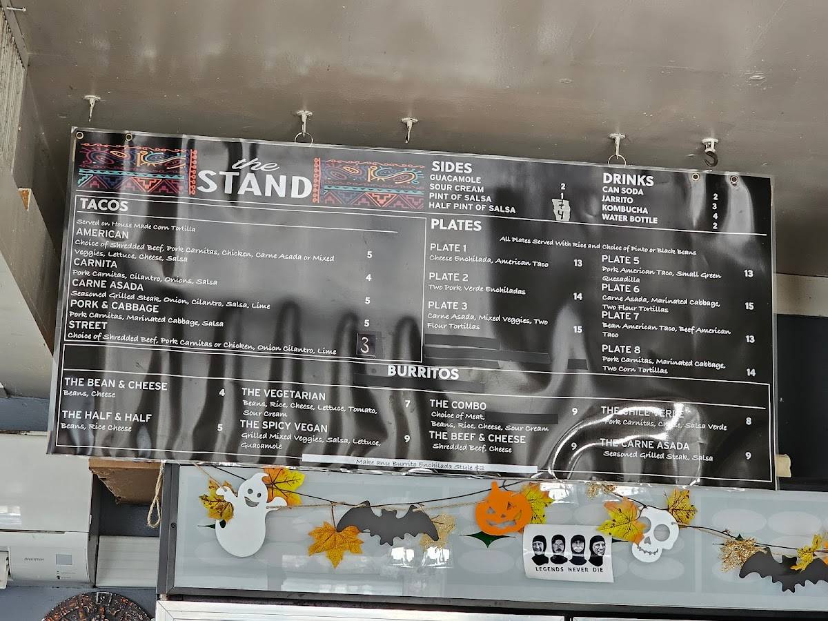 Menu at The Stand in Seaside restaurant, Seaside