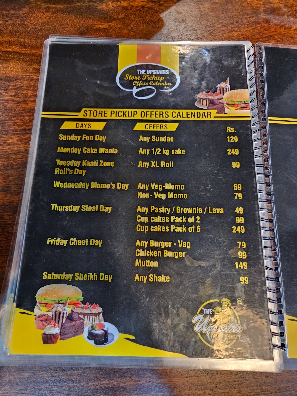 Menu at The Upstairs, Navallur