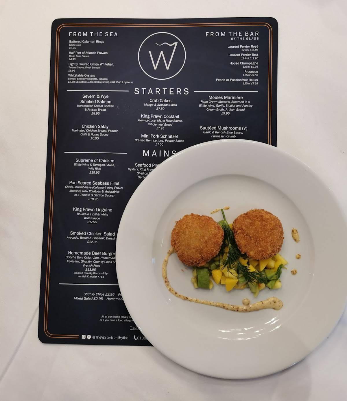 Menu at The Waterfront Hythe restaurant, Hythe