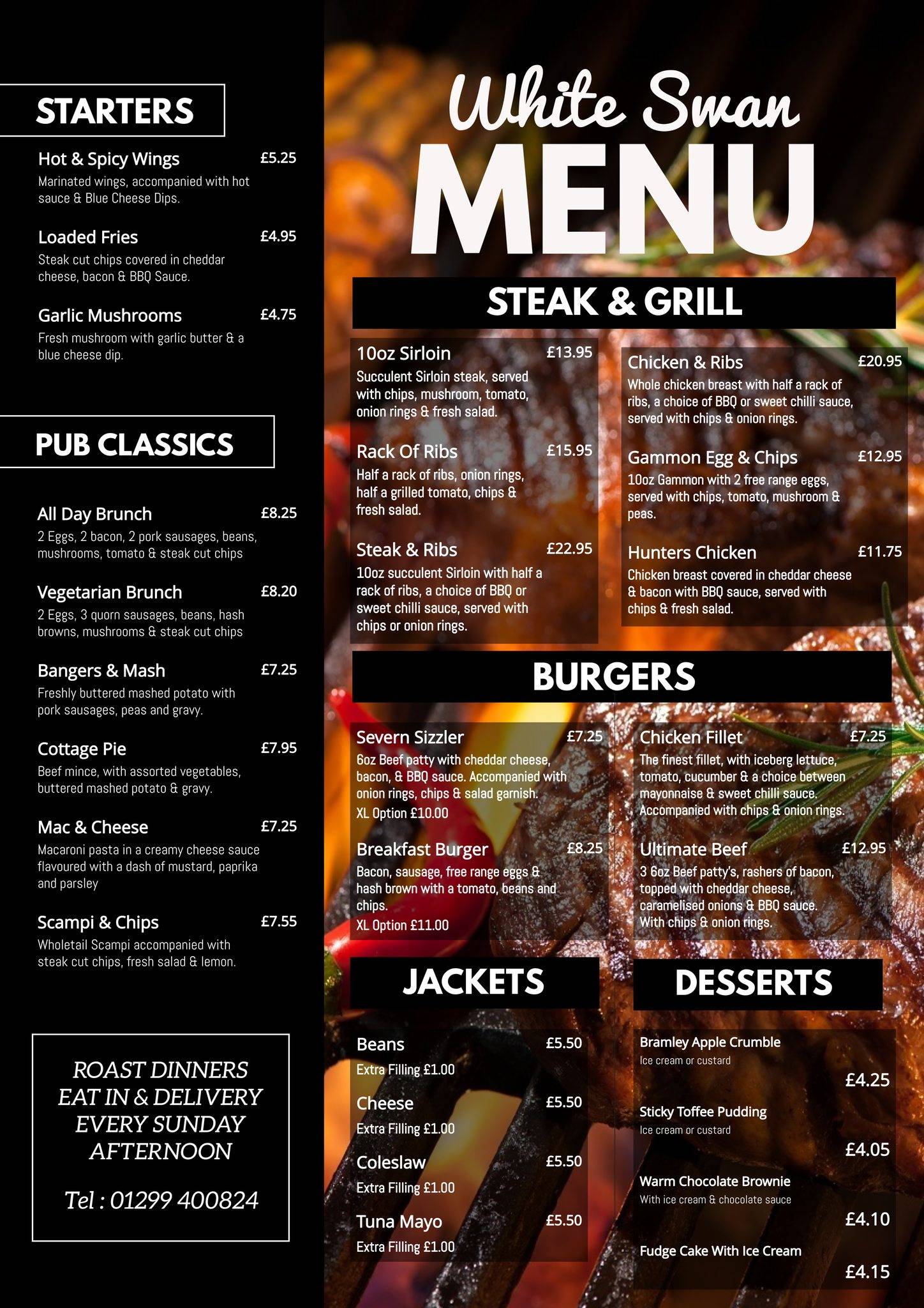 Menu at The White Swan Pub & Grill, Bewdley