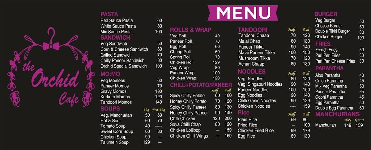 Menu at The orchid cafe, Noida