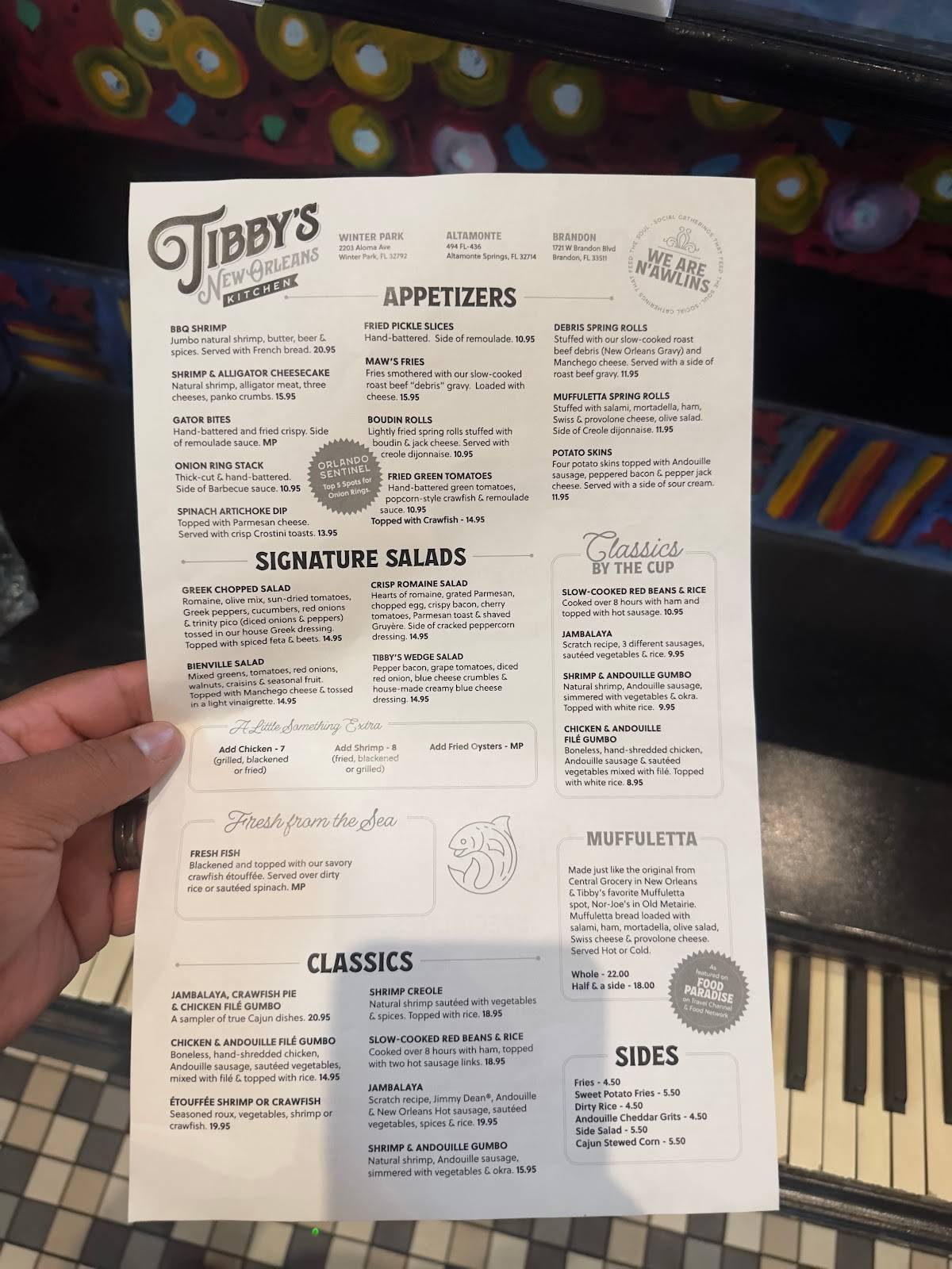 Carta del postres Tibby's New Orleans Kitchen, Brandon