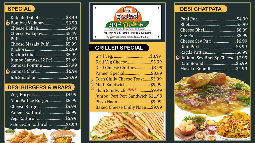 Menu at Tiffin and catering services by The Swad Pure vegetarian ...
