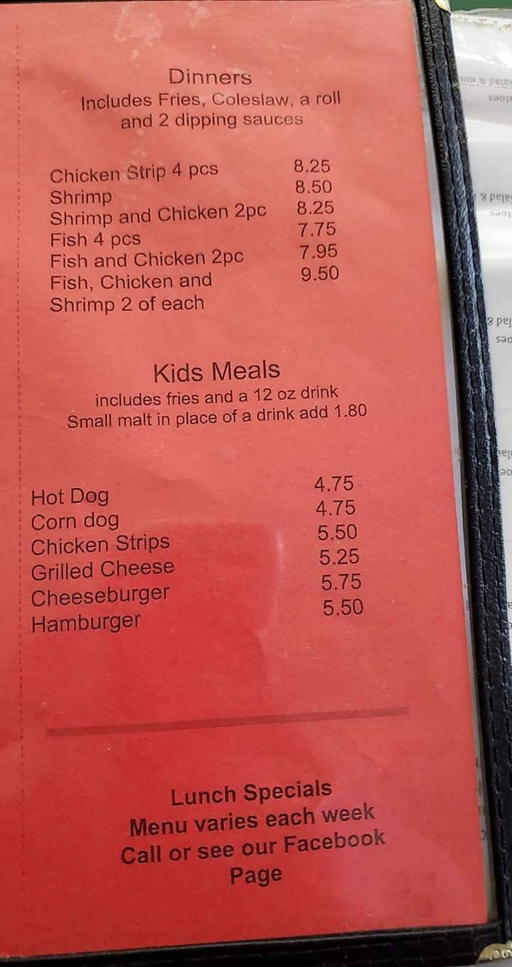 Menu at Tiger Drive-In restaurant, Greenfield, 610 SE Kent St
