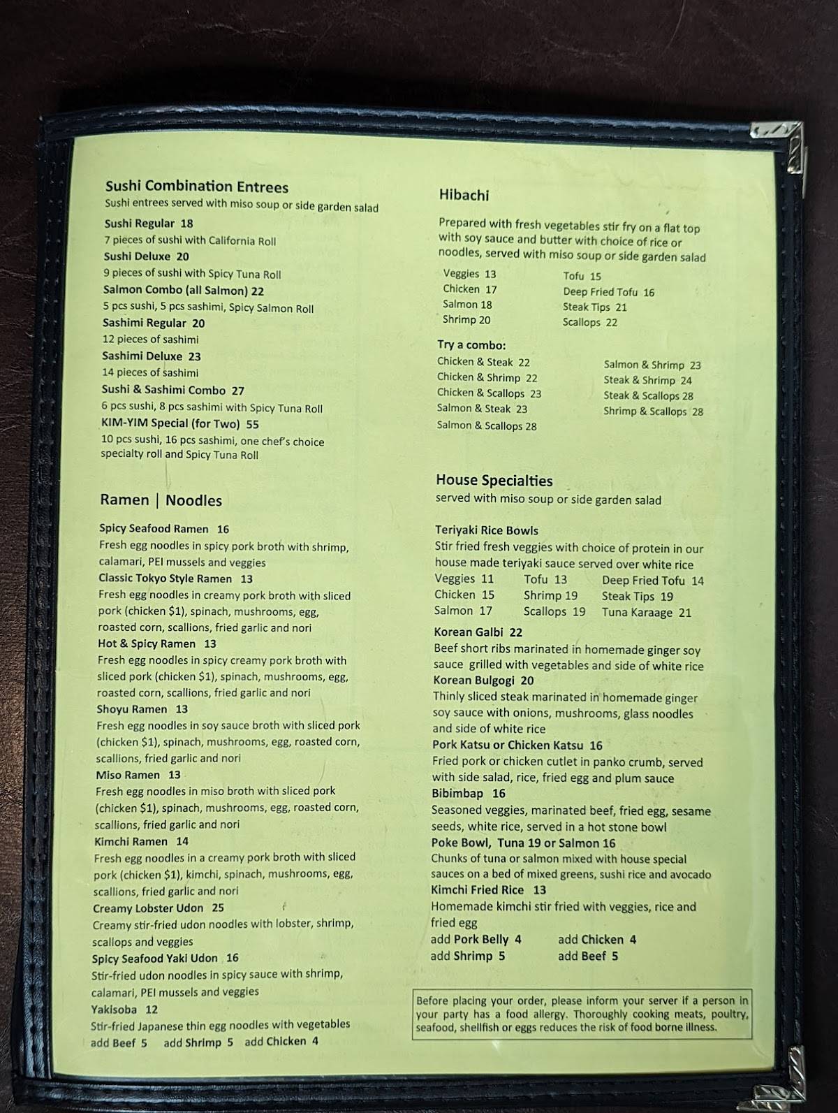 Menu at Tobiko Sushi restaurant, Westfield
