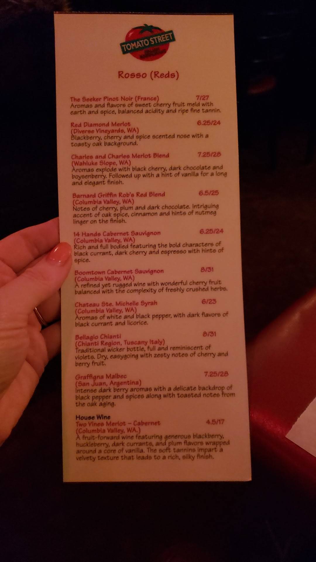 Menu at Tomato Street North Division pizzeria, Spokane, N Division St