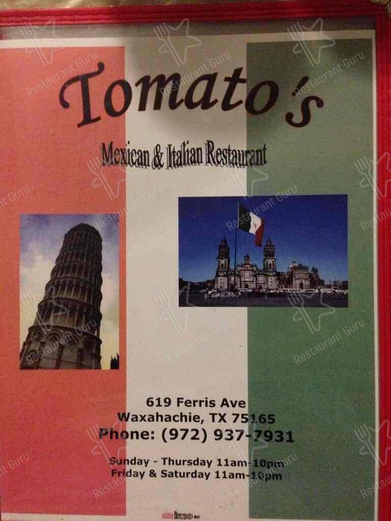 Menu at Tomatoes Mexican & Italian restaurant, Waxahachie