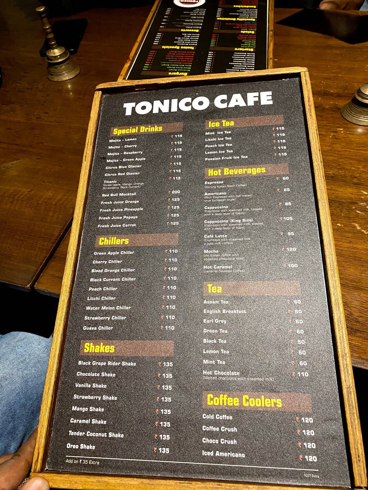 Menu at Tonico Cafe, Kakkanad, Seaport - Airport Rd