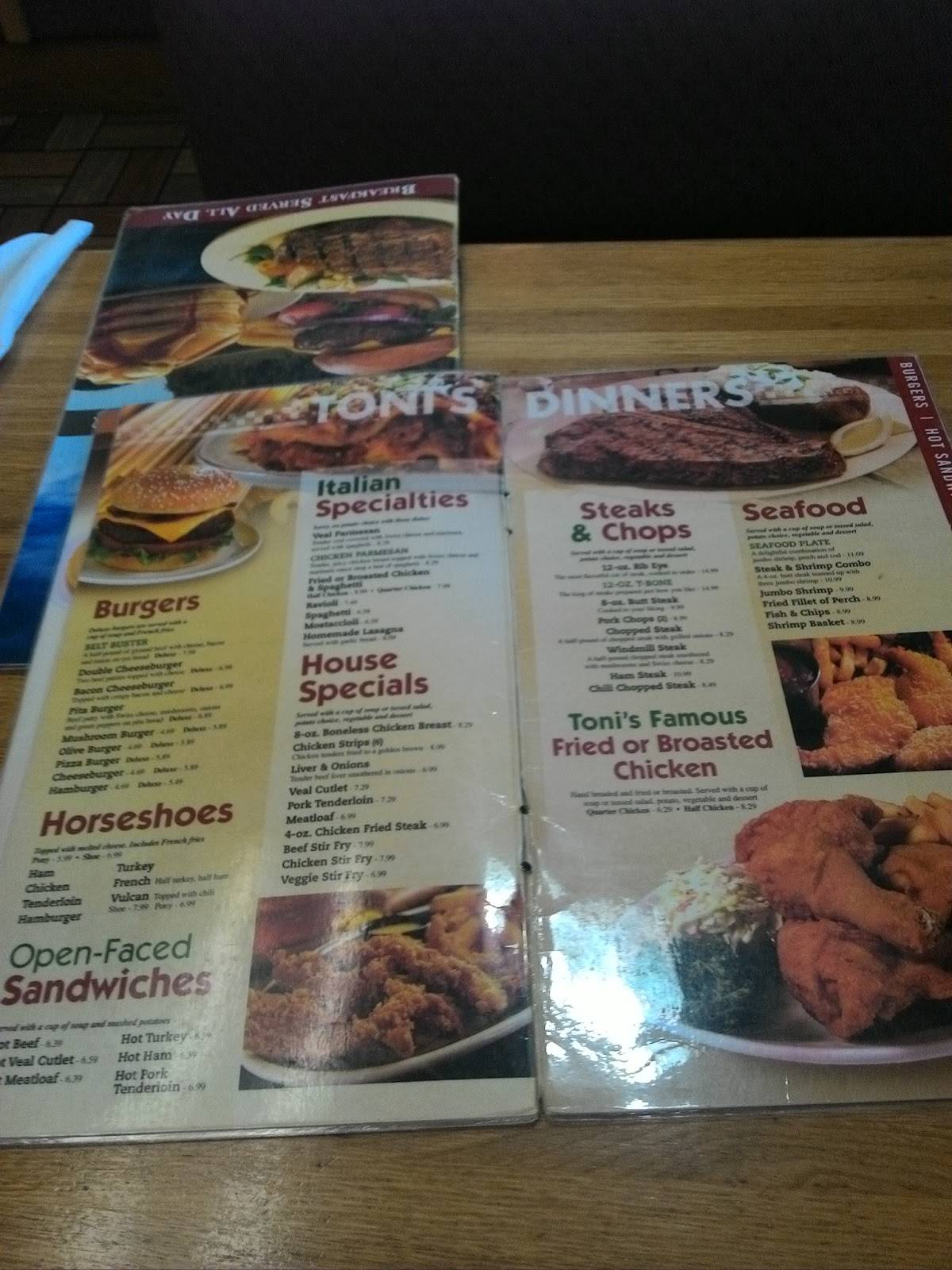 Menu at Toni's Family Restaurant, Havana