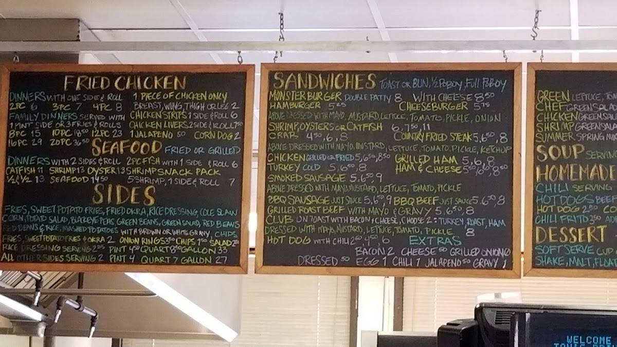 Menu at Ton's Drive In restaurant, Broussard