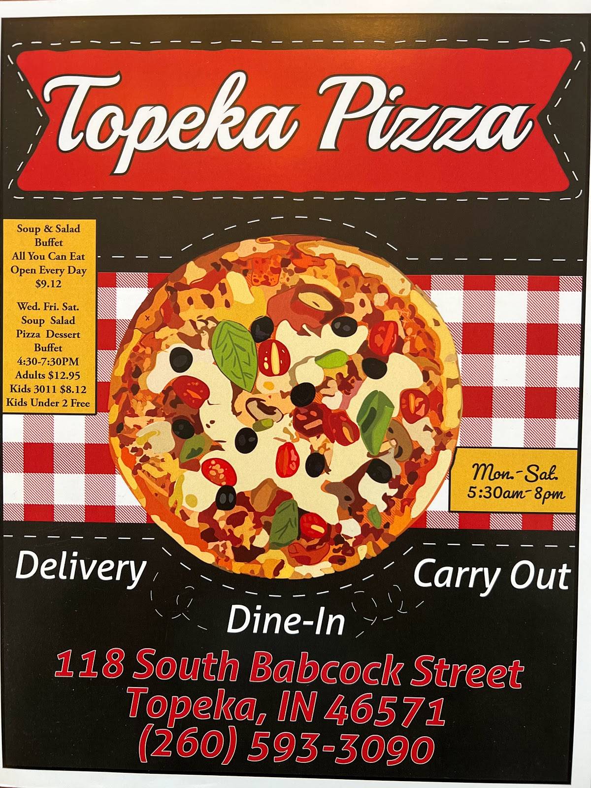 Menu at Topeka Pizza pizzeria, Topeka