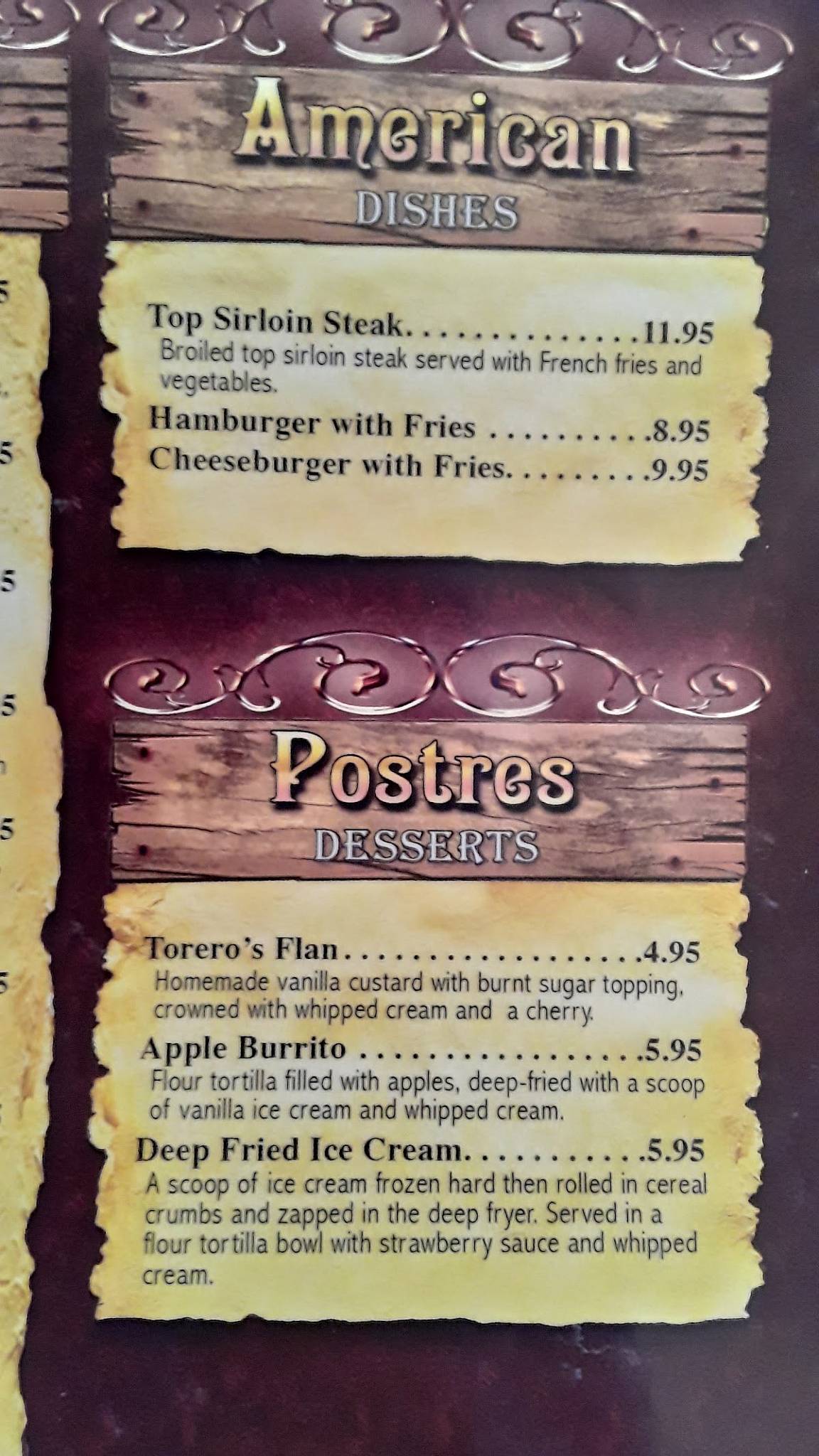 Menu at Toreros Mexican Family Restaurant, Springfield