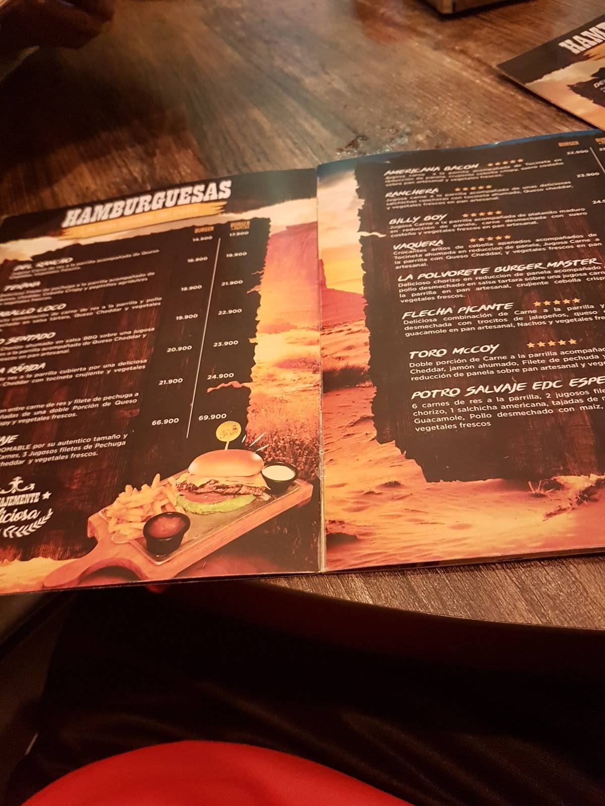 Carta del restaurante Toro McCoy Las Américas, Bogotá