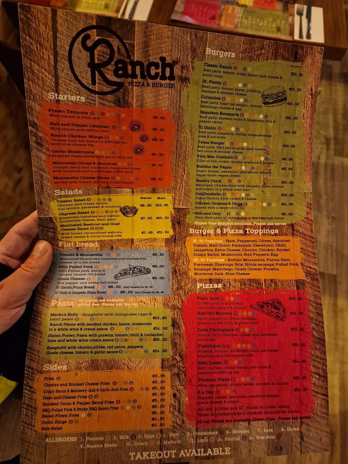 Menu at Ranch Restaurant, Tramore