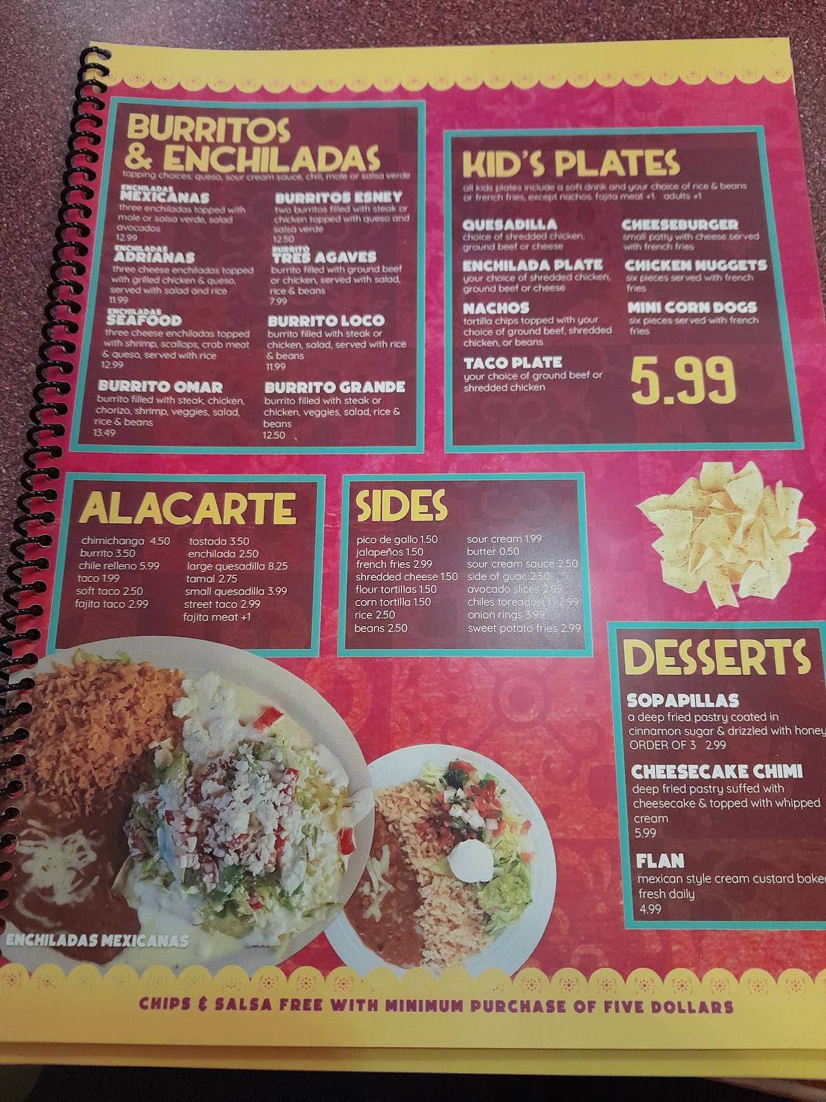 Menu at Tres Agaves Mexican Restaurant, De Queen, North