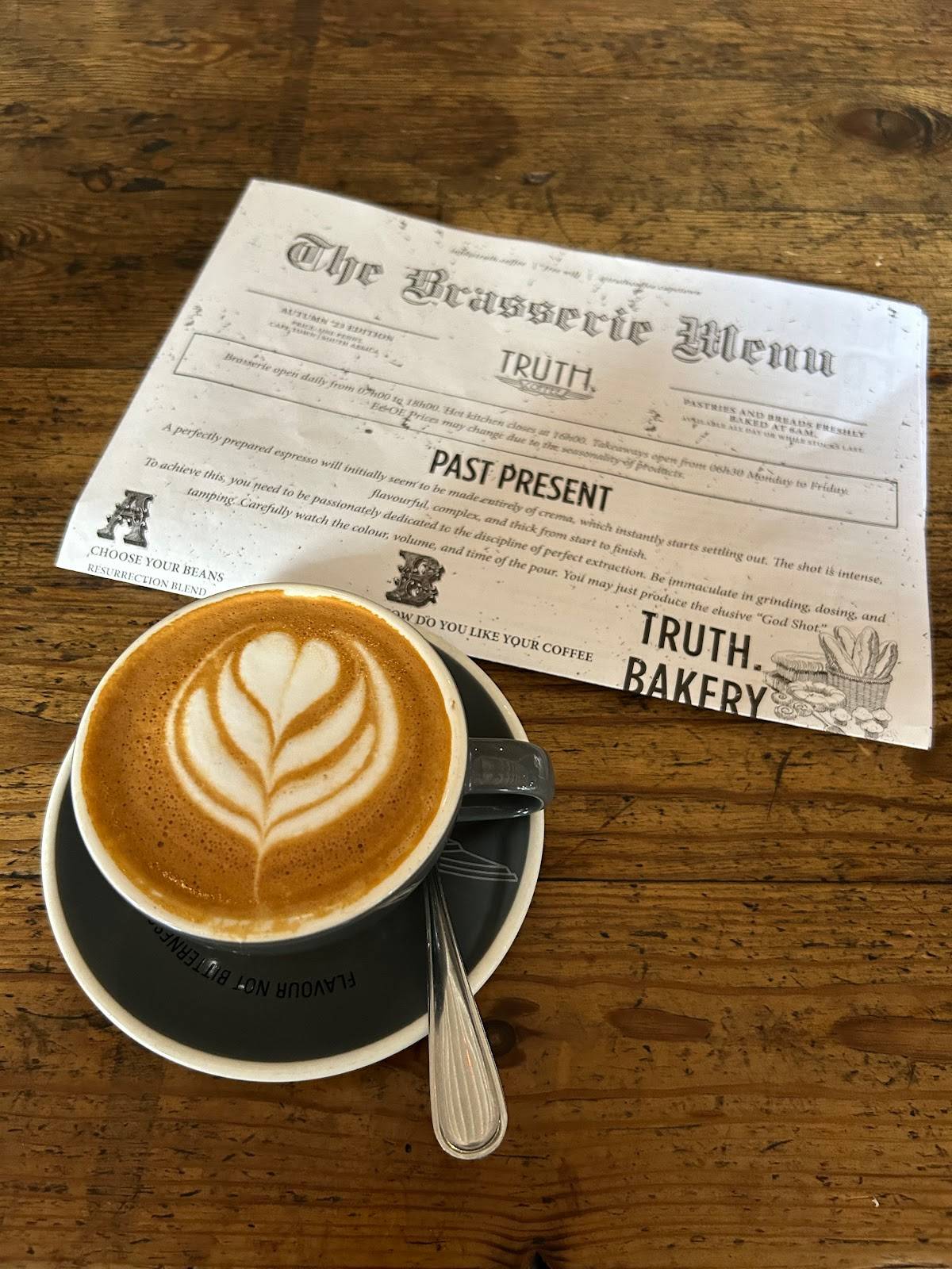 Menu at Truth Coffee Roasting cafe, Cape Town, 36 Buitenkant St