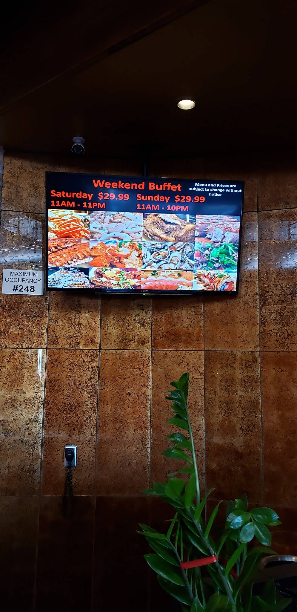 Menu at Mizuki Buffet restaurant, Tukwila