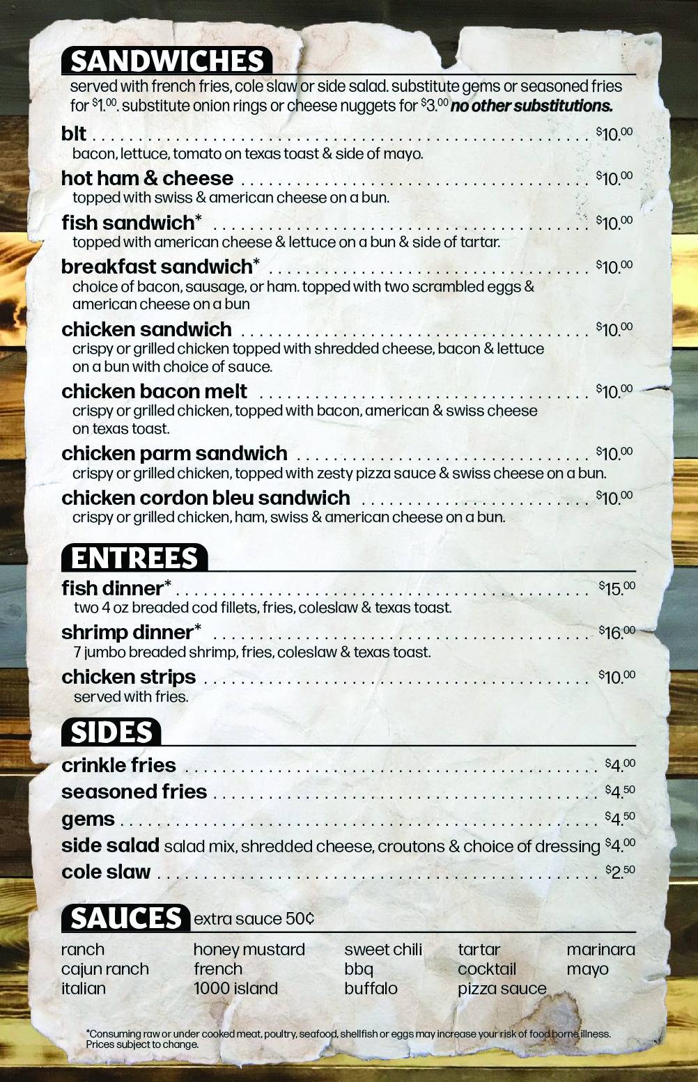 Menu at Tumbleweed Bar & Steak House, Lincoln