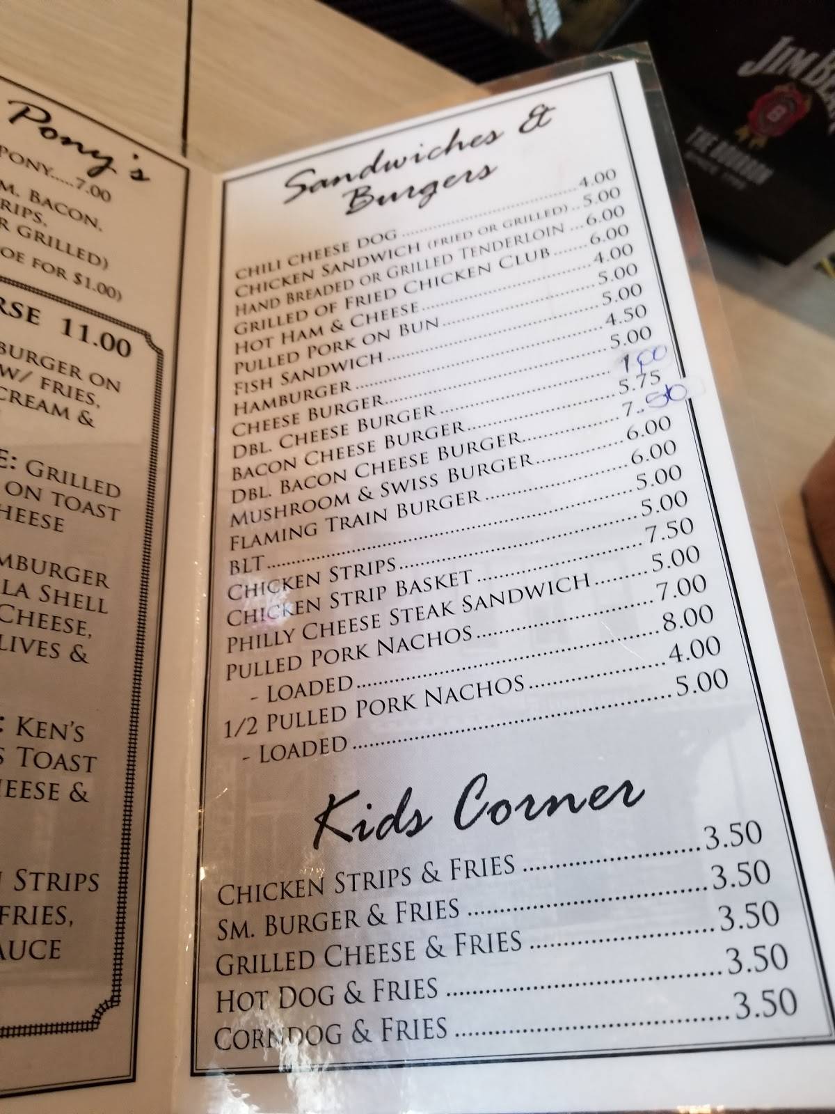 Menu at Two Dog Bar & Grill, Roodhouse, 104 S State St